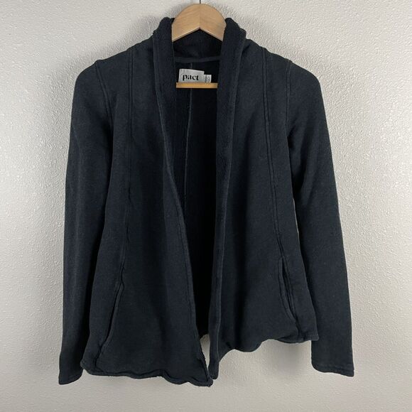 Pact | Sweaters | Pact Cardigan Womens Size Xs Black Terry Open Front ...